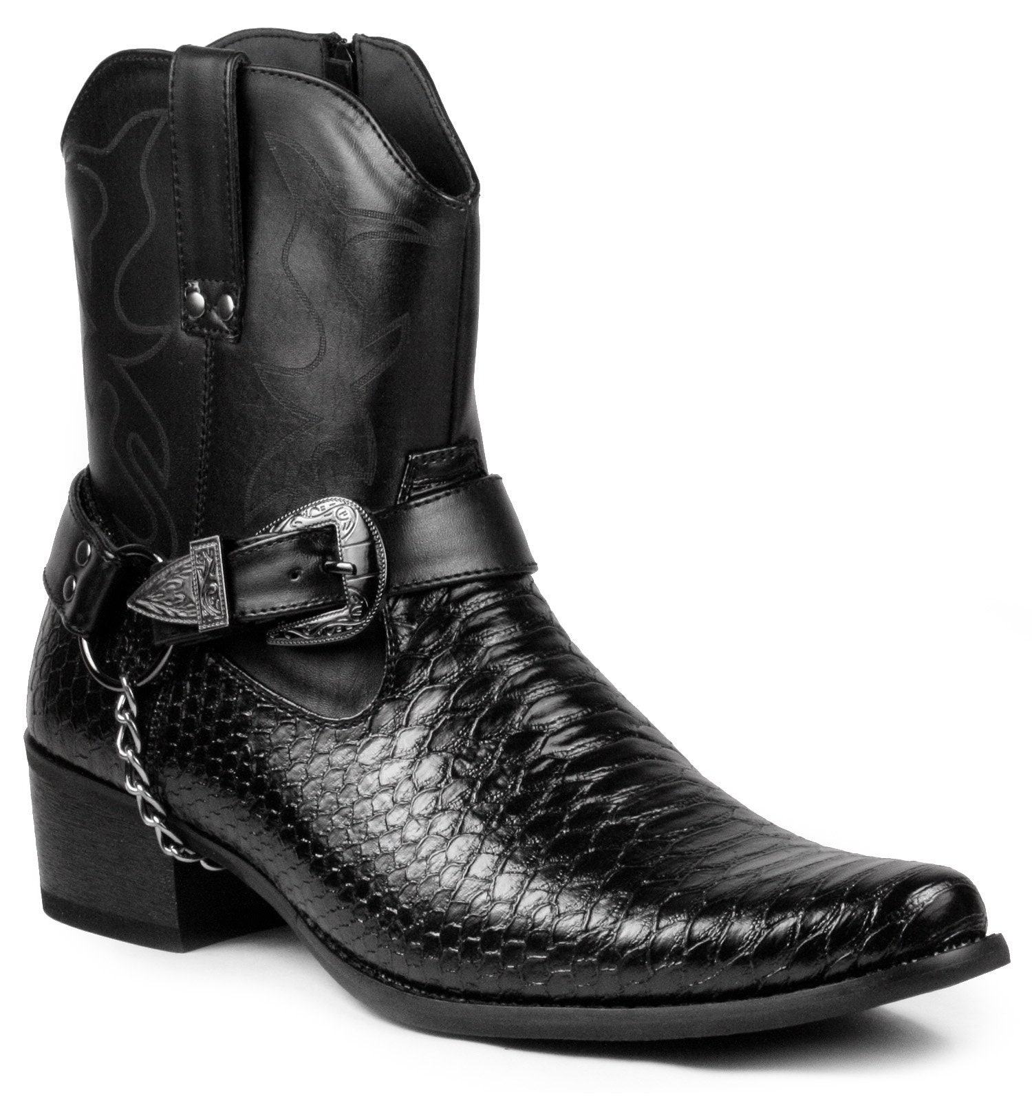 Black Men's Belt Buckle Chain Strap Western Cowboy Boots - Etsy