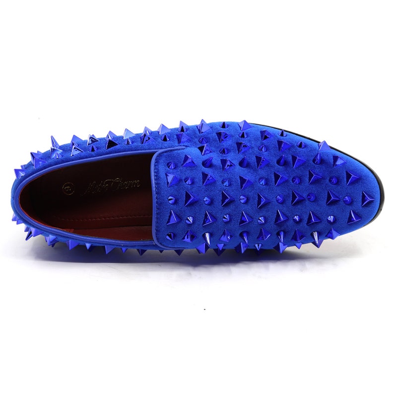 Blue Men's Vintage Spike Designer Classic Smoking Dress Tuxedo Loafers ...