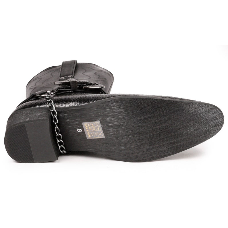 Black Men's Belt Buckle Chain Strap Western Cowboy Boots - Etsy