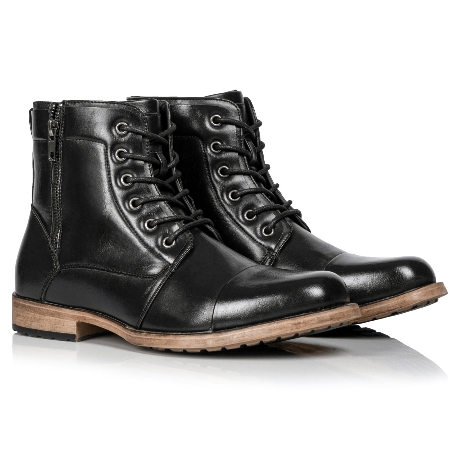 Black Men's Lace up Cap Toe Formal Dress Casual Fashion Boot - Etsy