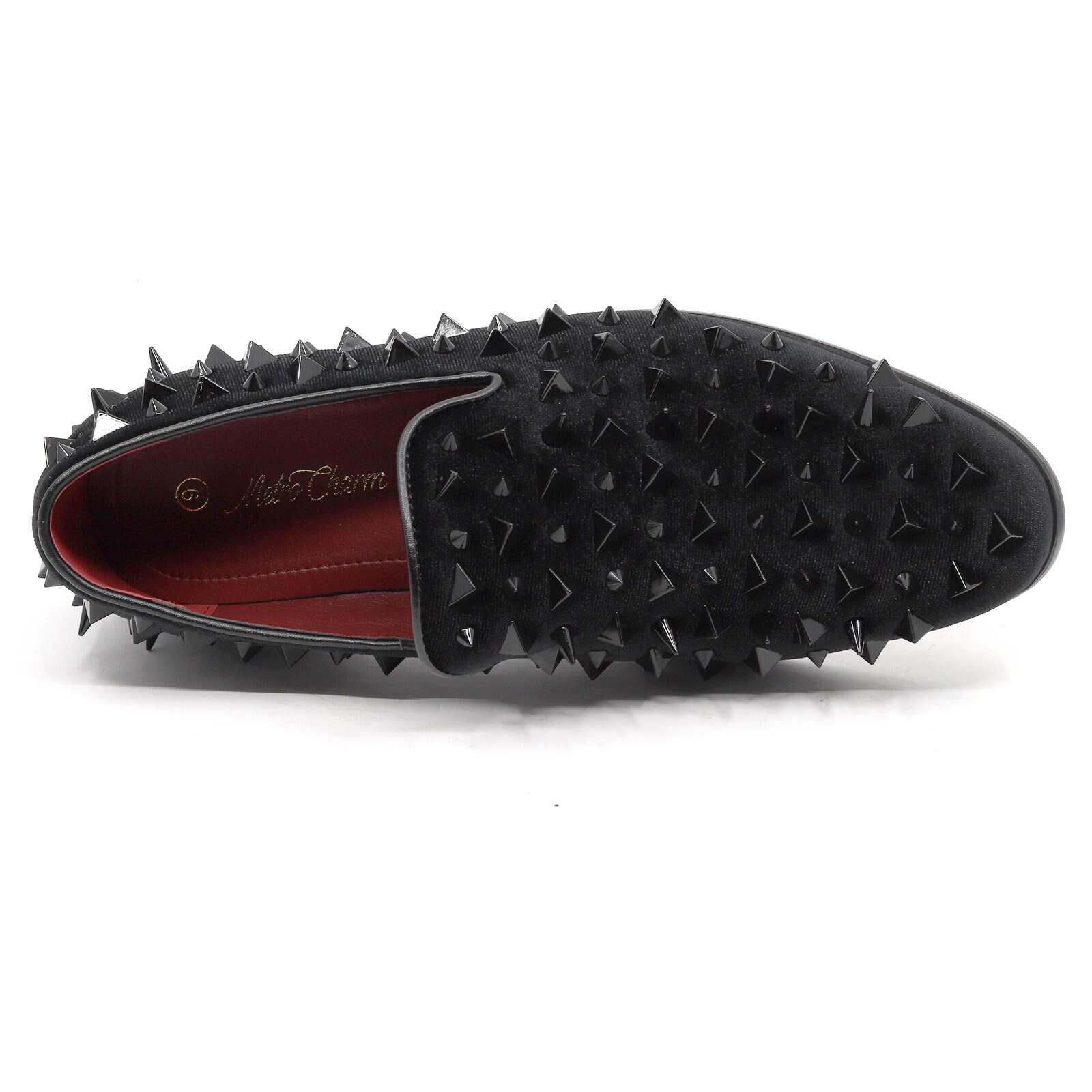 Black Men's Vintage Spike Designer Classic Smoking Dress Tuxedo Loafers ...