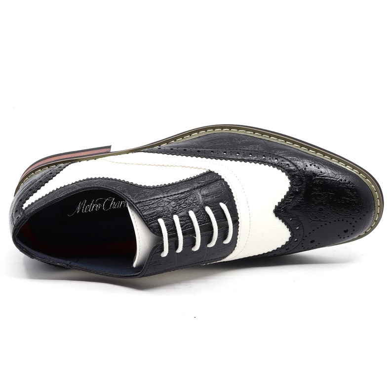 Black White Men's Two Tone Perforated Wing Tip Lace up - Etsy