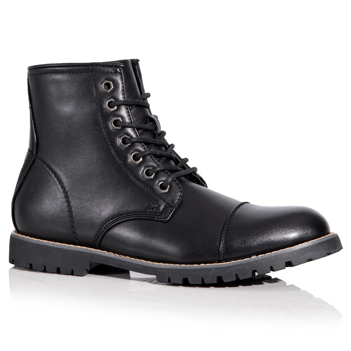 Black Men's Lace up Cap Toe Formal Dress Casual Fashion Boot - Etsy