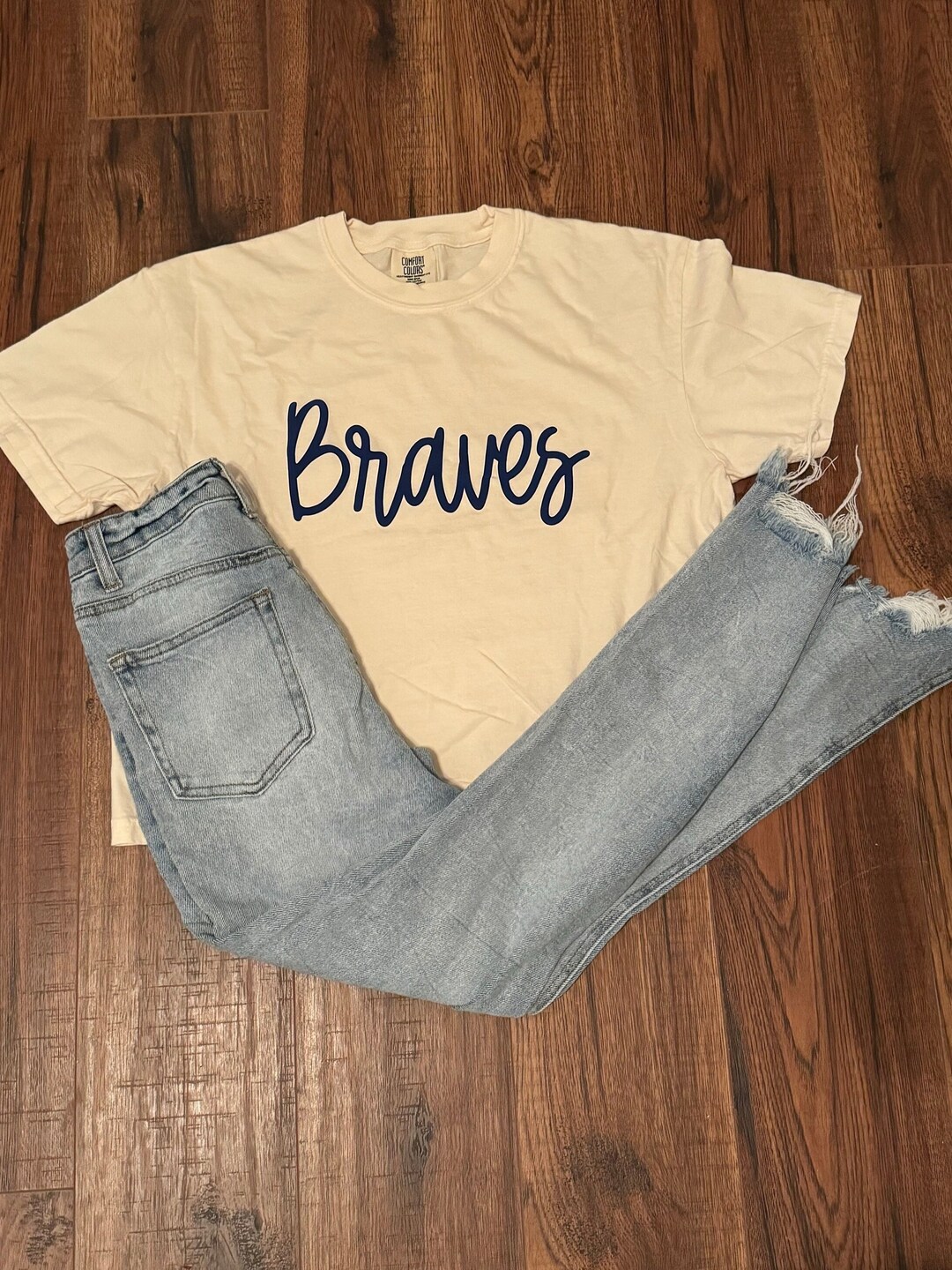 Braves Puff Vinyl Ivory Comfort Colors Women’s Boxy Crop Top T-shirt - Etsy