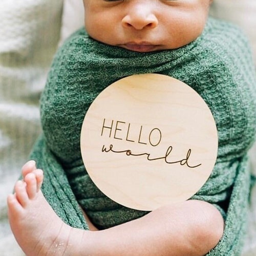 Hello World Sign Baby Announcement Birth Announcement Sign - Etsy