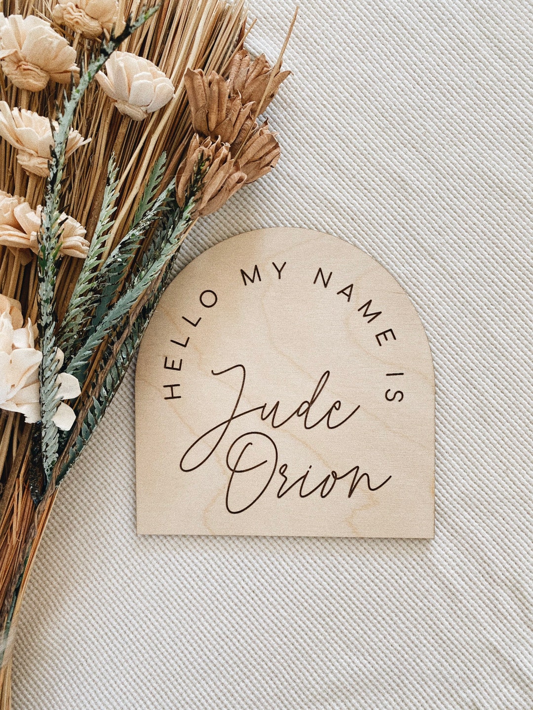 Hello My Name is Sign, Baby Arrival Sign, Boho Baby Announcement ...