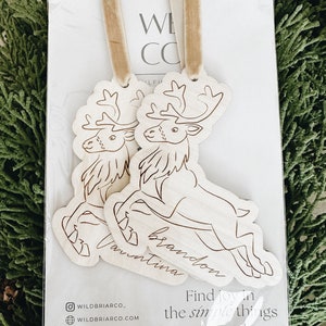 Rudolph Reindeer Name Tag Ornament, Personalized Christmas Tag ...