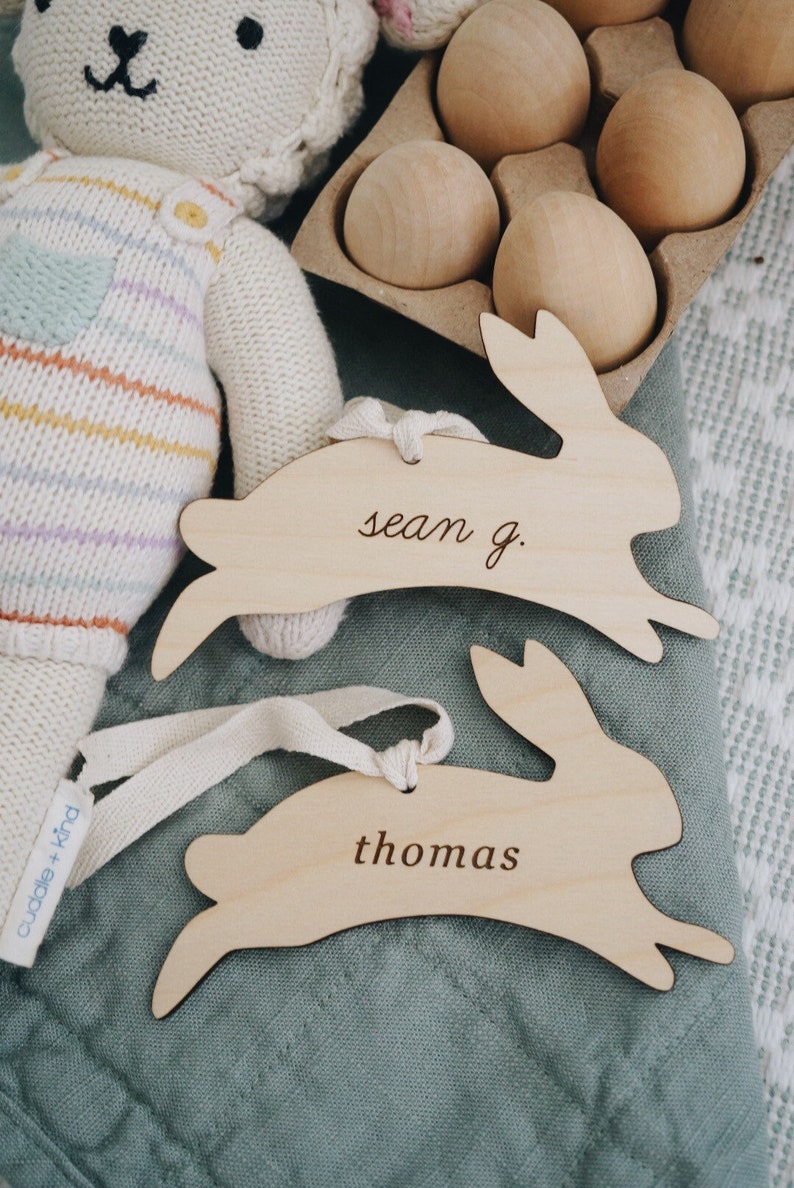 Custom Wooden Bunny Name Tag Easter Sunday Basket Tag Easter - Etsy