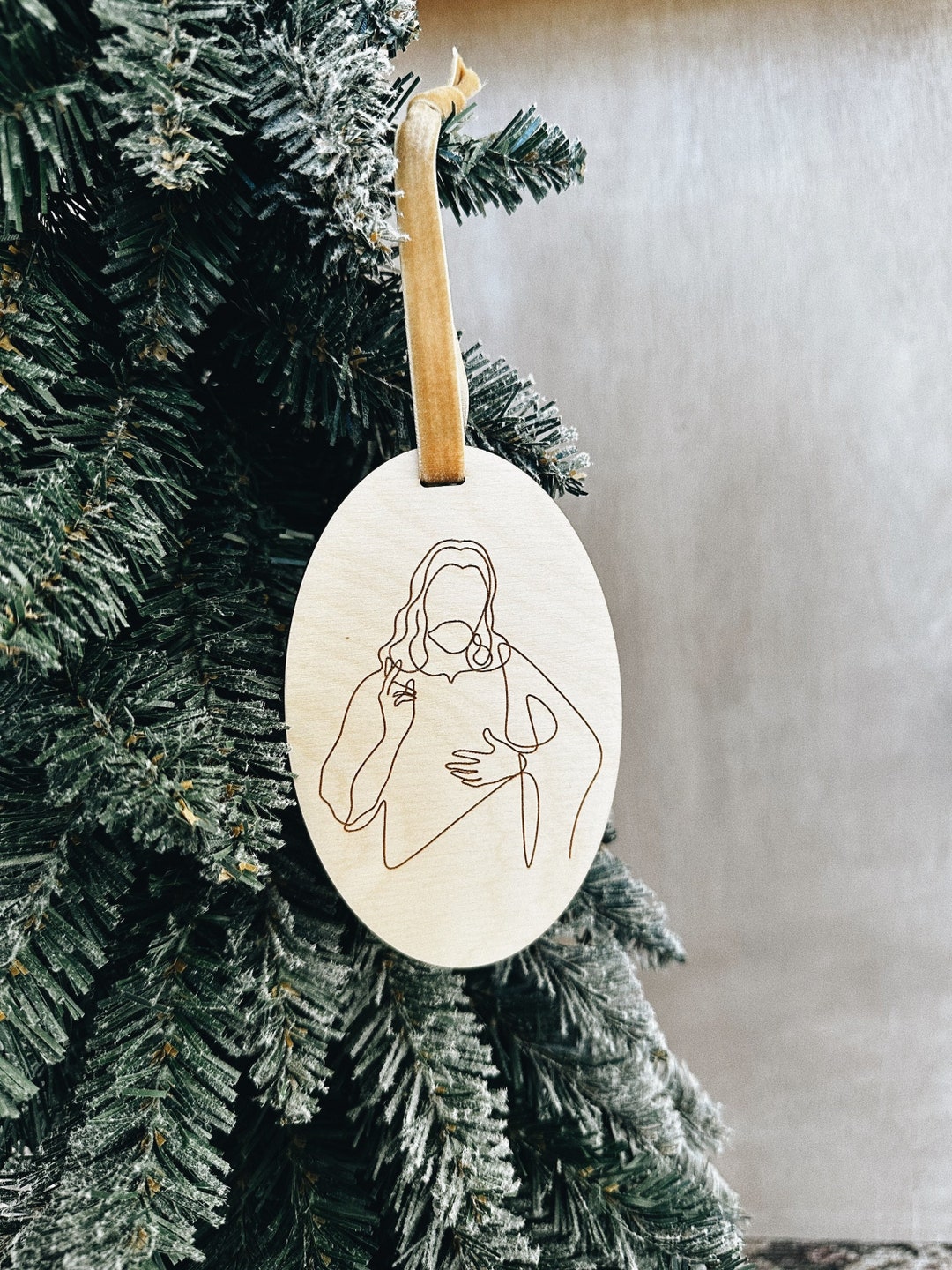 Jesus Christ Line Art Ornament, Minimalistic Jesus Christmas Keepsake ...