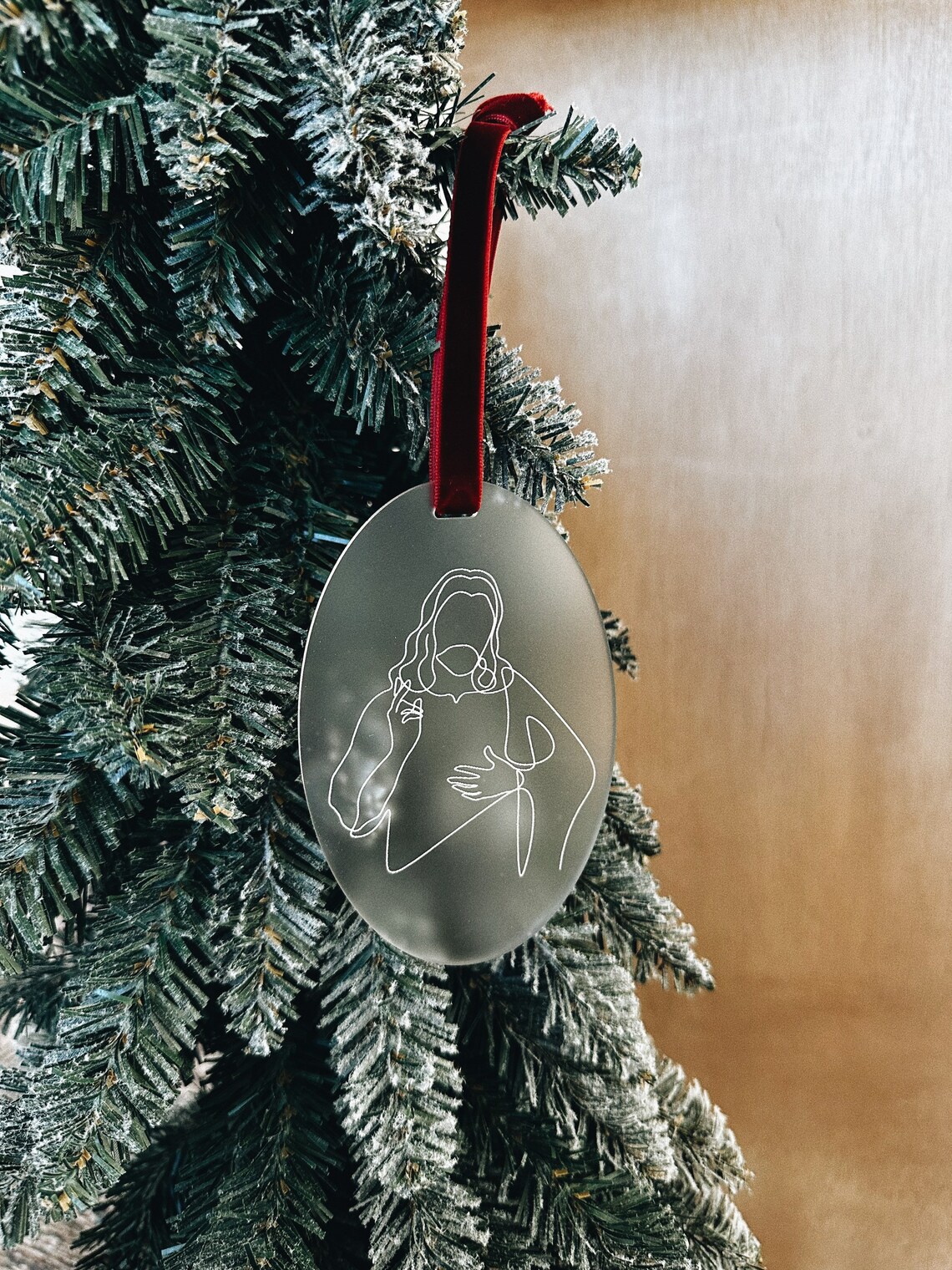 Jesus Christ Line Art Ornament, Minimalistic Jesus Christmas Keepsake ...