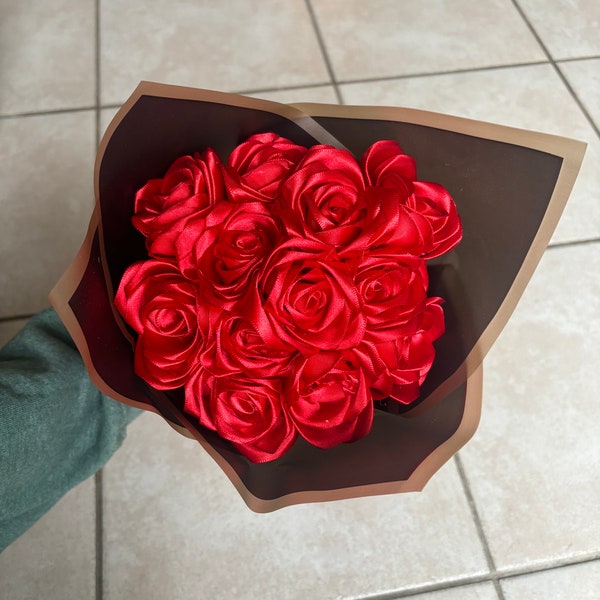 Ribbon Rose Bouquet - Etsy