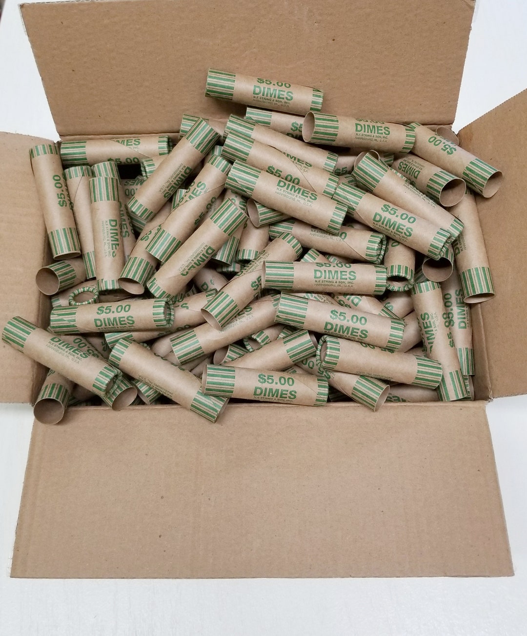 160 Rolls Preformed Coin Wrappers Paper Tubes for DIME 10 Cents (holds ...