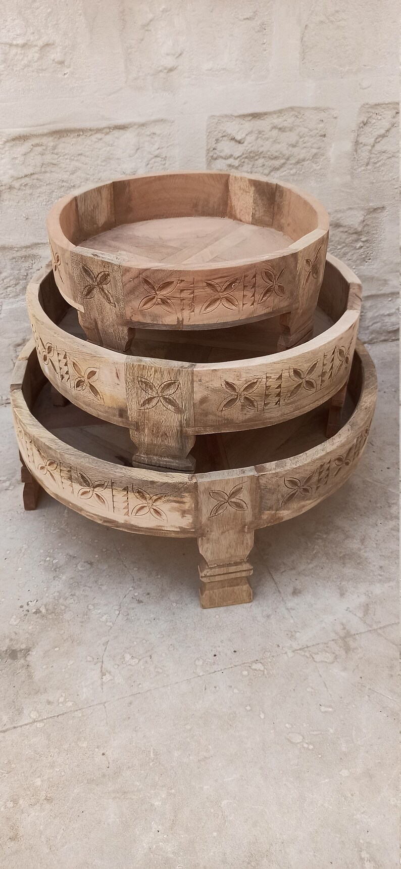 Indian Grinder Chakki Table Set of Three (indian Coffee Table) - Etsy