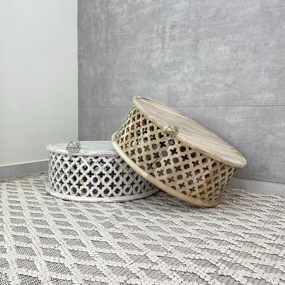 Round Indian Coffee Table in Natural Finish / Indian Coffee - Etsy