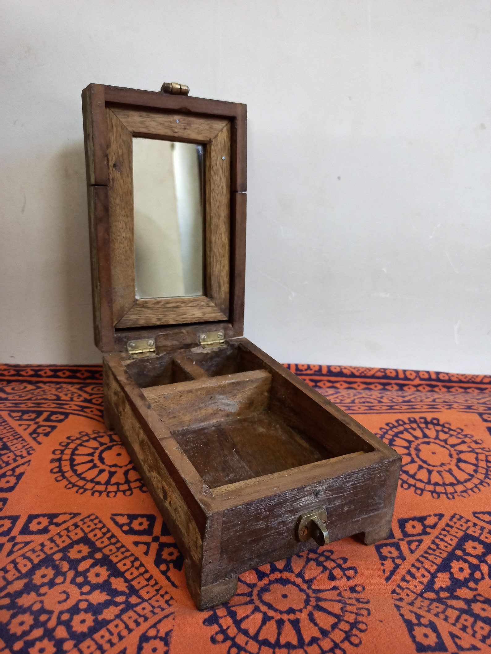 Old Indian Shaving Box Reclaimed Mirror Box Antique | Etsy