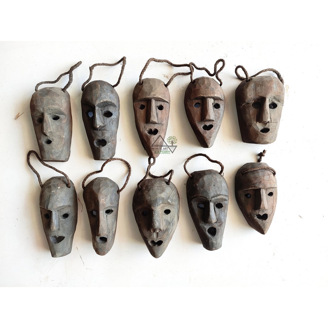 Carved Wooden Shamanic Ethnic Mask Nepalese - Ethnic Wooden Mask Indian ...