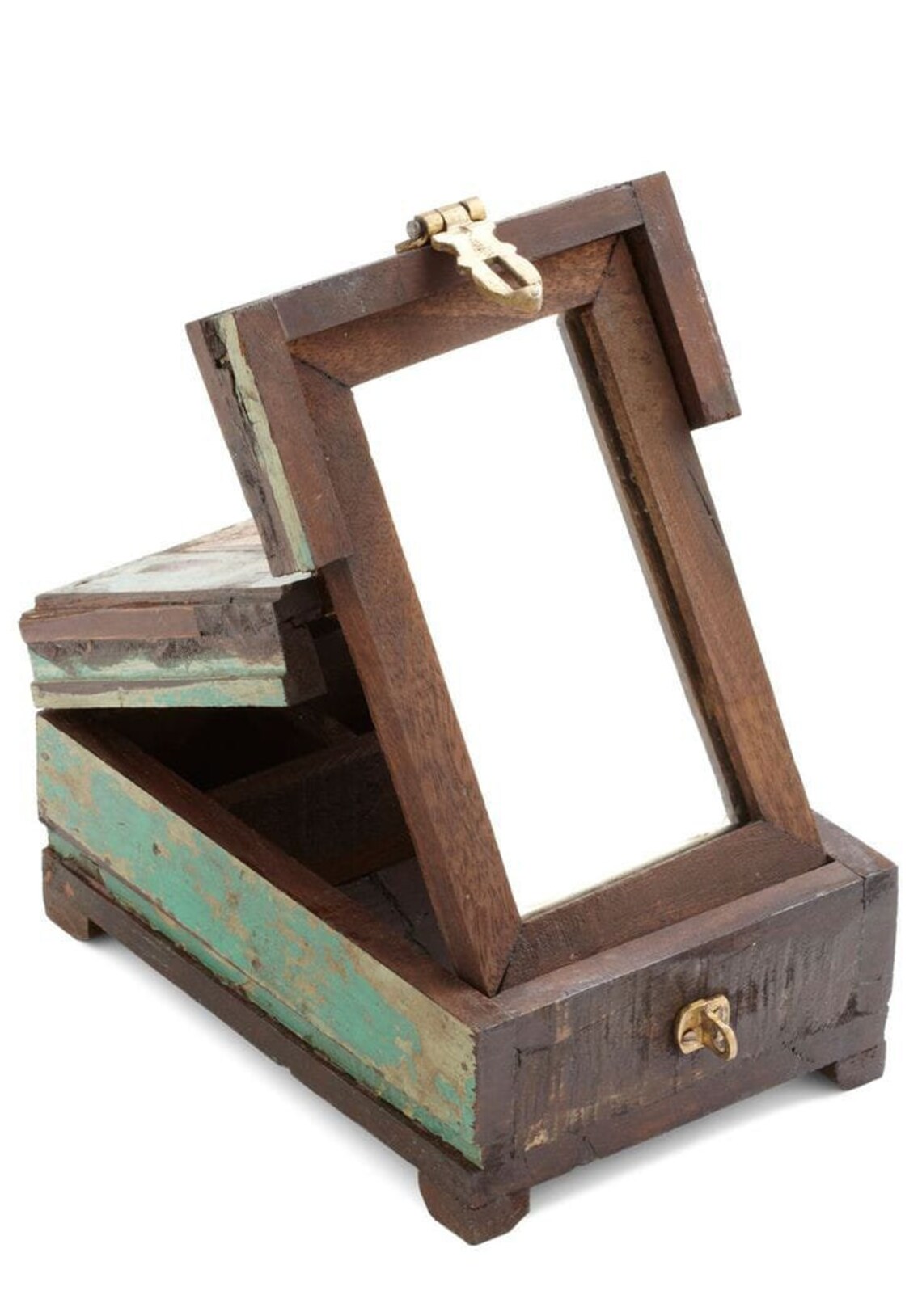 Old Indian Shaving Box Reclaimed Mirror Box Antique | Etsy