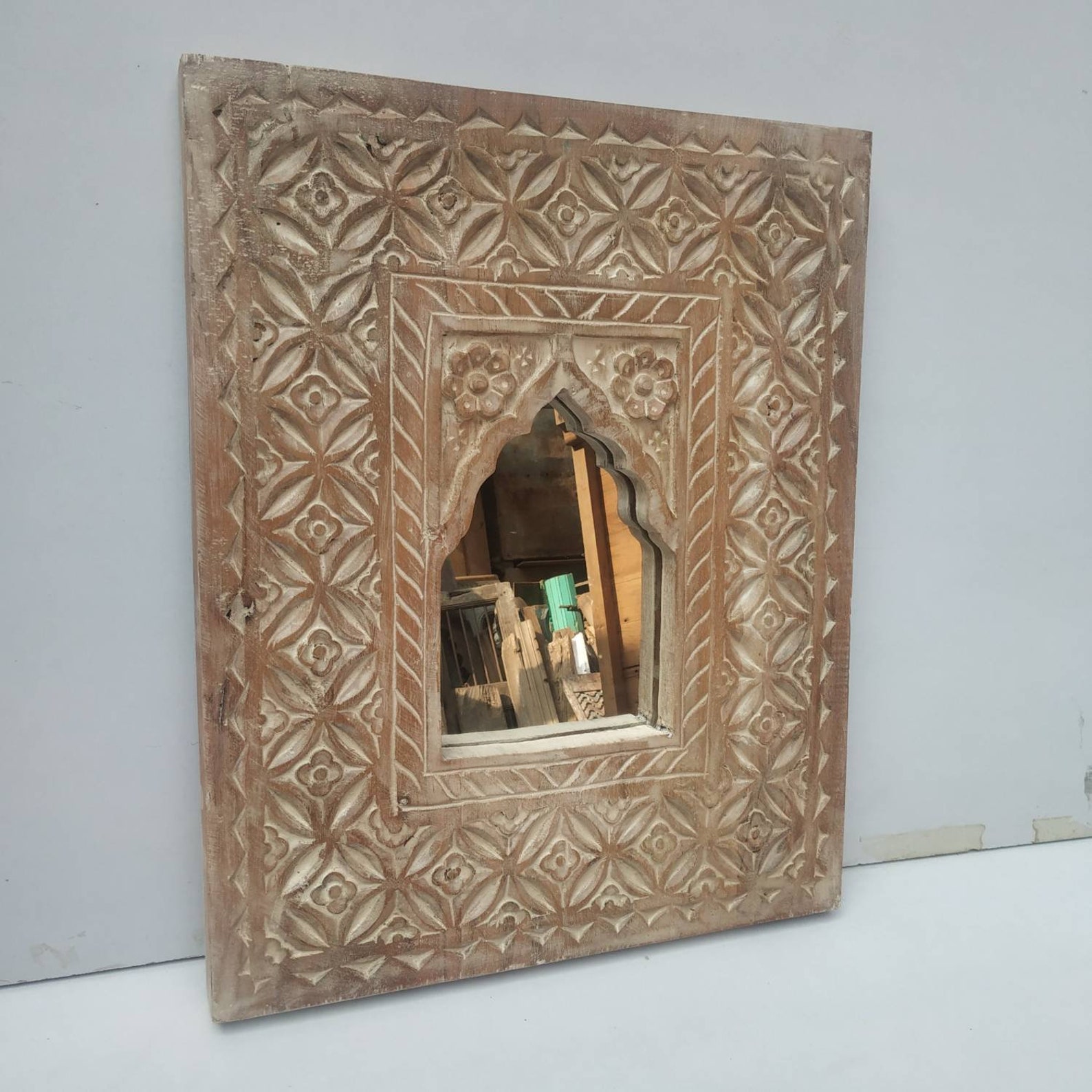 Indian Carved Wooden Wall Mirror Frame indian Mirror - Etsy