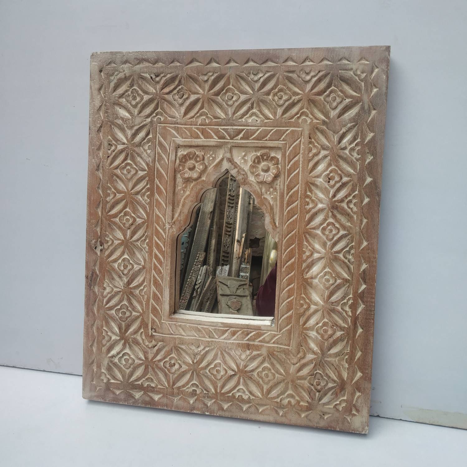 Indian Carved Wooden Wall Mirror Frame indian Mirror - Etsy