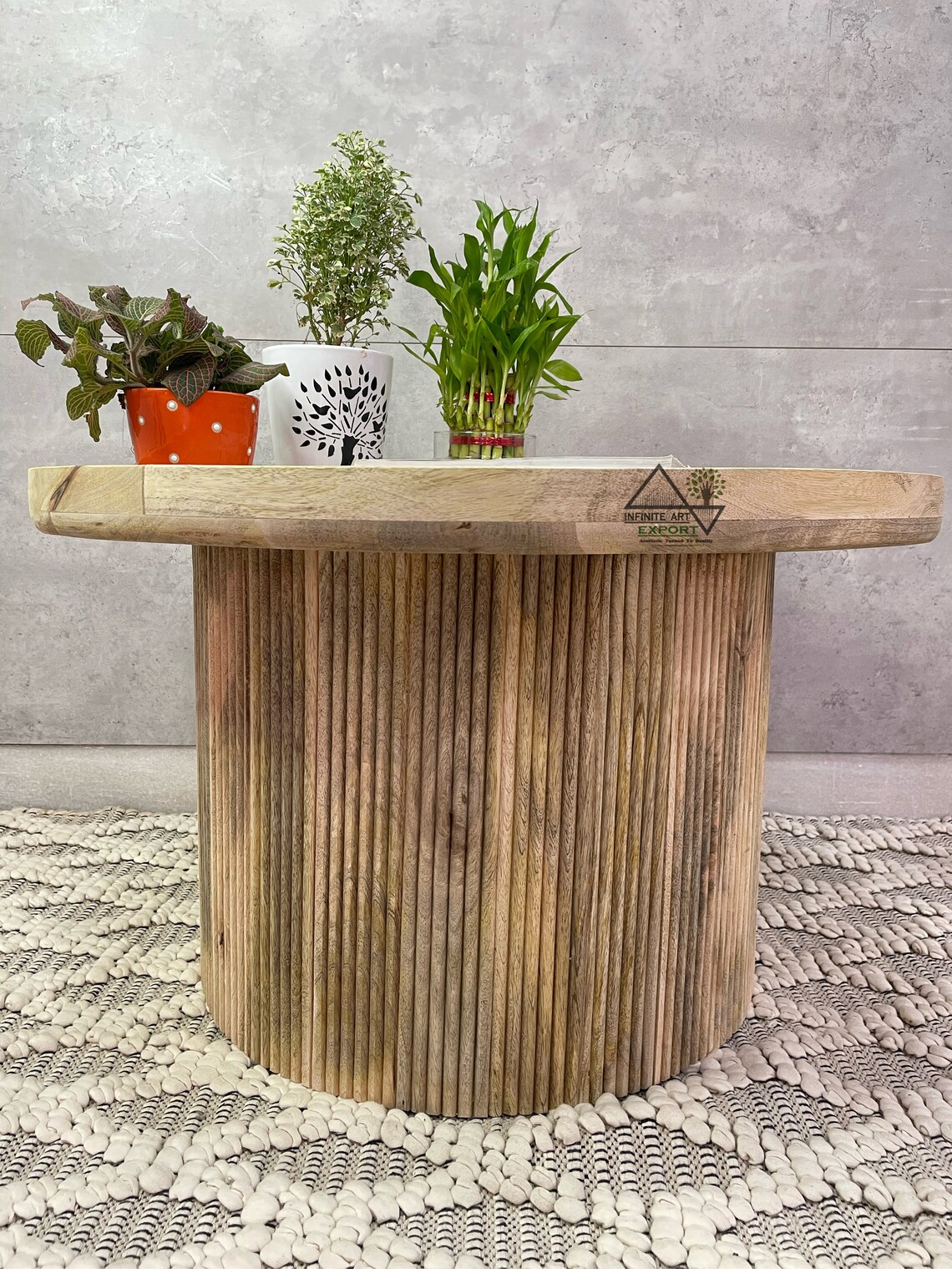 Round Indian Coffee Table in Natural Finish / Indian Coffee - Etsy