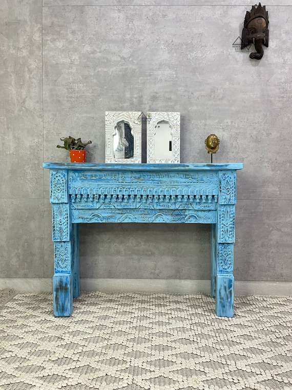 Rustic blue console table store