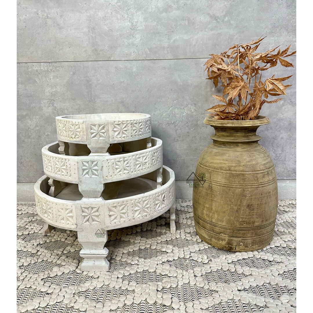 Indian Grinder Chakki Table Set of Three (indian Coffee Table) - Etsy