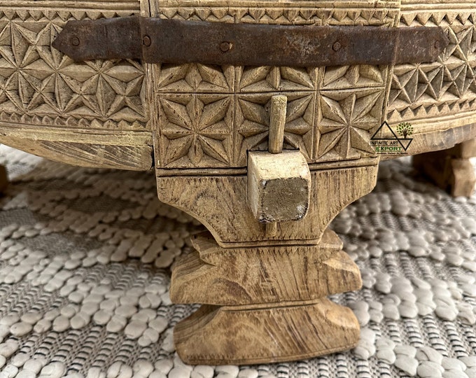 Indian Wooden Vintage Bleach Old Chakki Grinder Table / Orignal Vintage ...