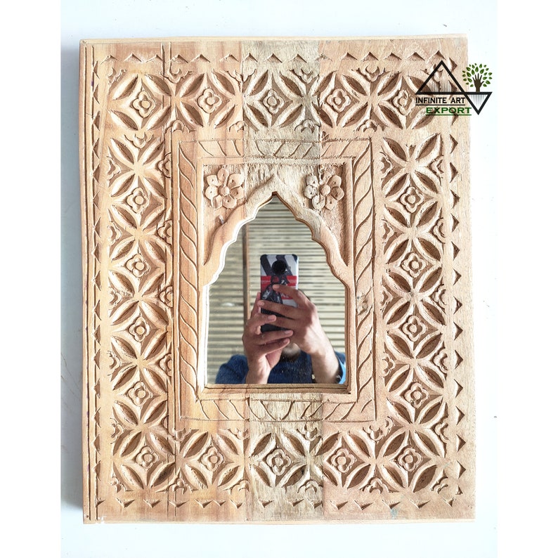 Indian Carved Wooden Wall Mirror Frame indian Mirror - Etsy