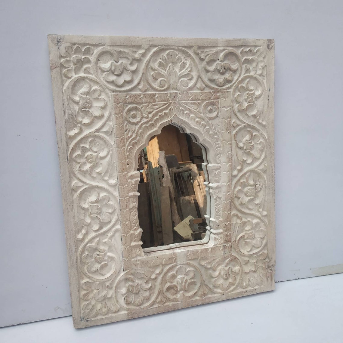 Indian Carved Wooden Temple Wall Mirror Frame indian Mirror - Etsy