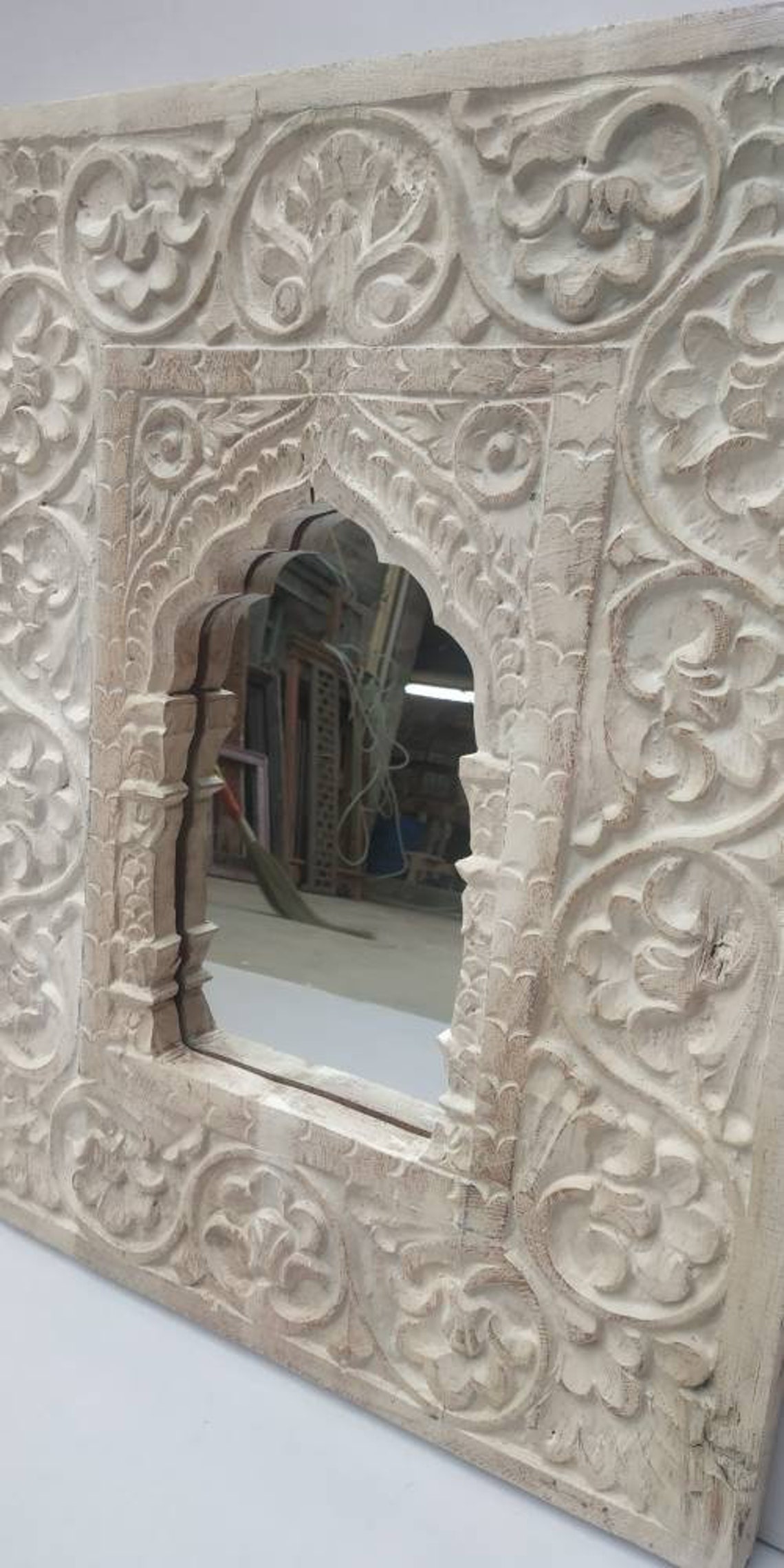 Indian Carved Wooden Temple Wall Mirror Frame indian Mirror - Etsy