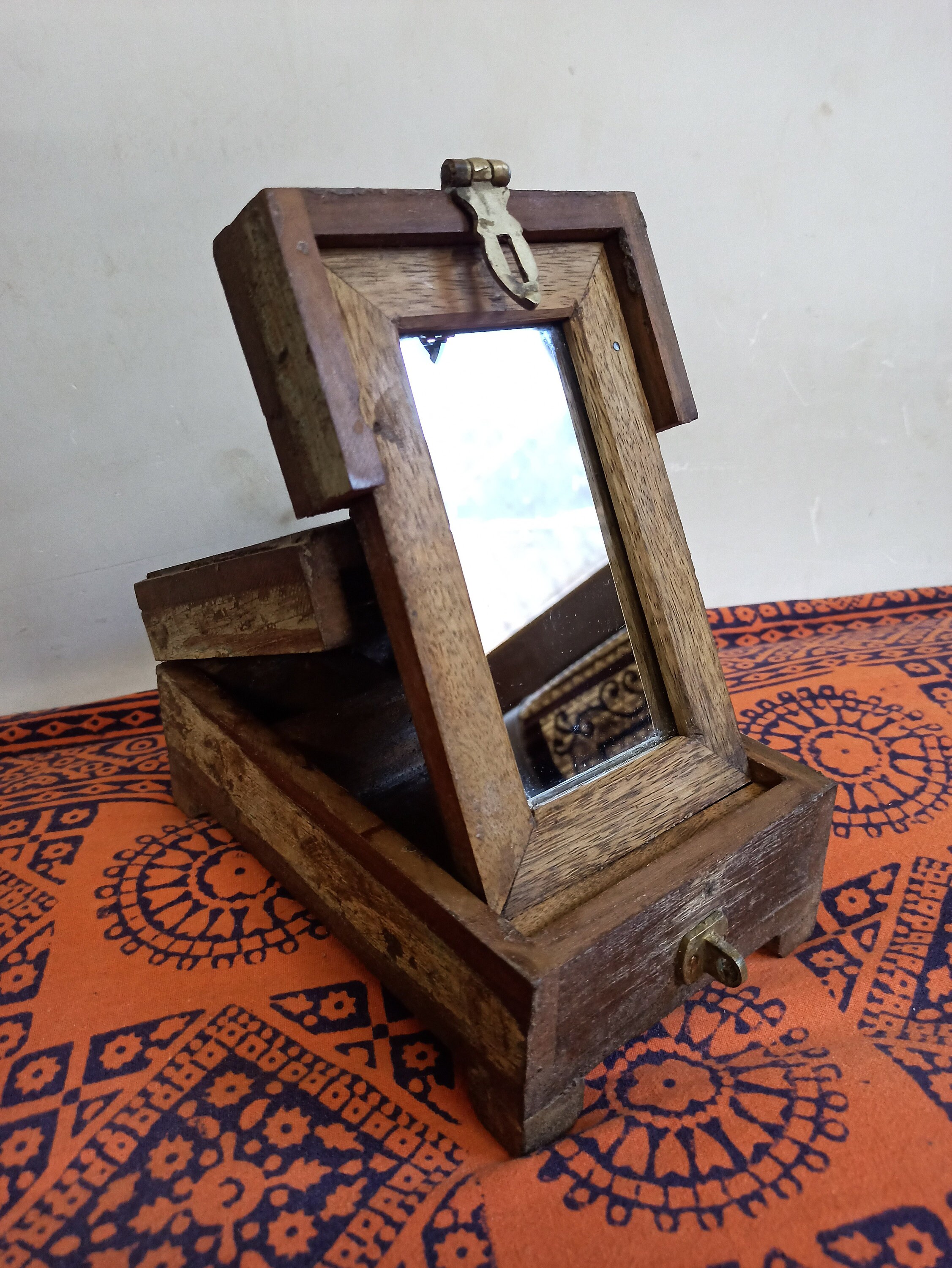 Old Indian Shaving Box Reclaimed Mirror Box Antique | Etsy