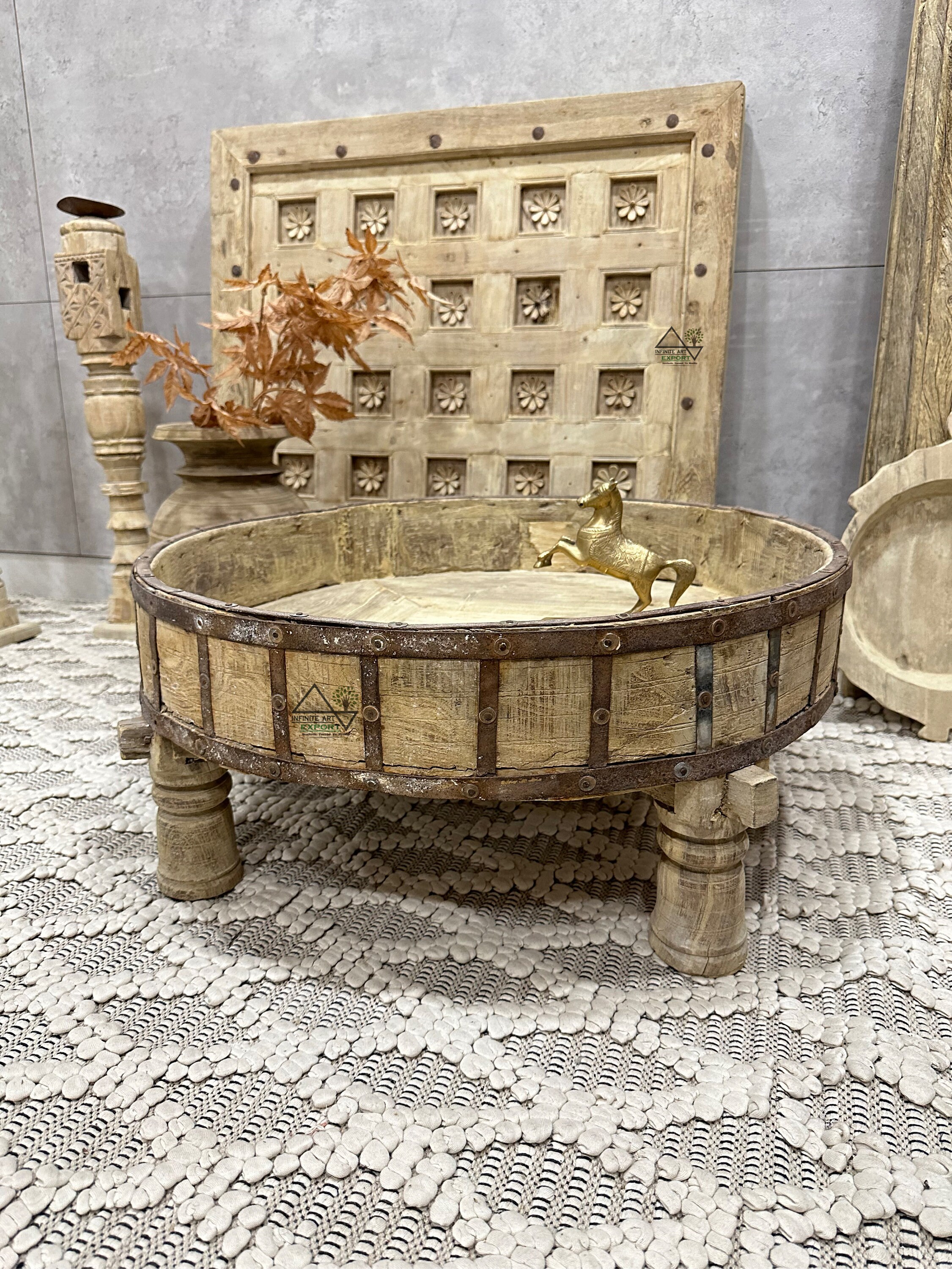 Indian Wooden Vintage Bleach Old Chakki Grinder Table / - Etsy