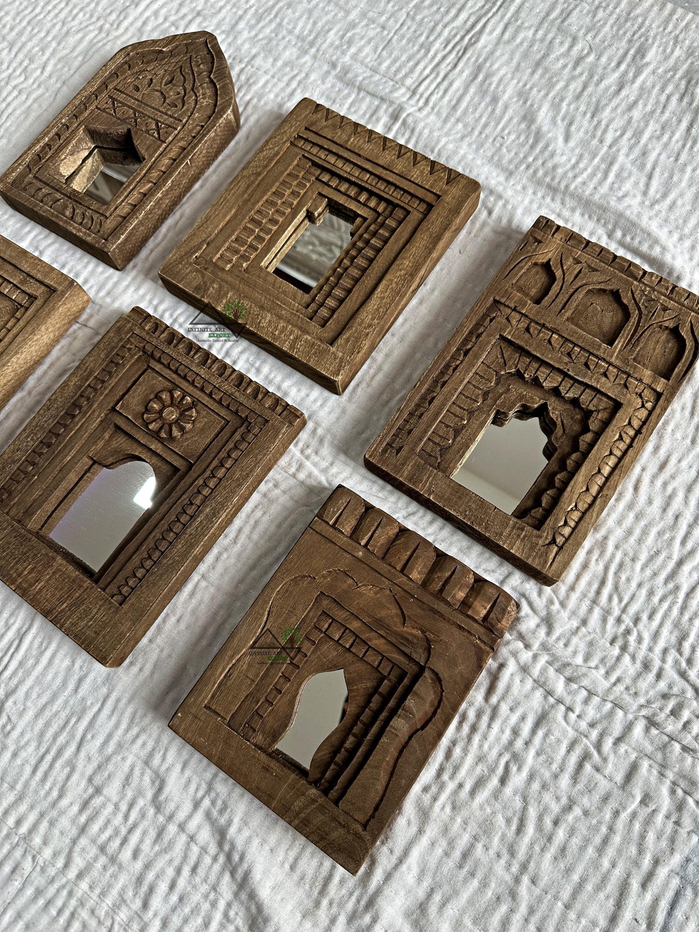 Old Indian Natural Brown Temple Mirror ,( Set of 6 Frame ) Reclaimed ...