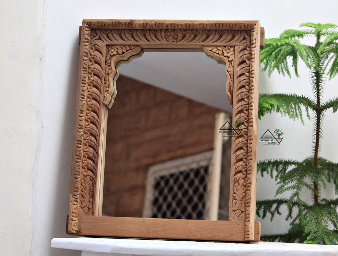 Wooden Natural Mirror Frame / Indian Wooden Mirror Frame / Natural ...