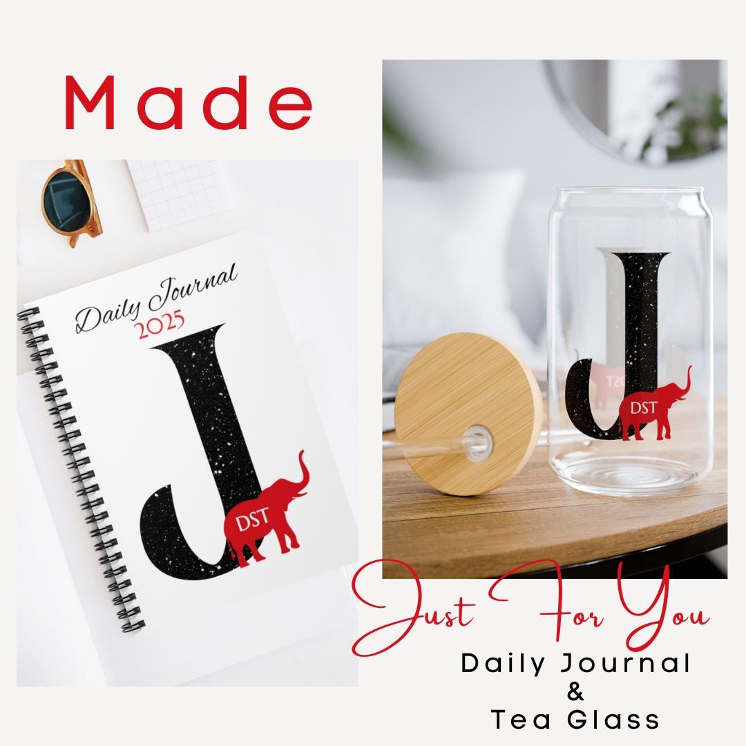 Delta Sigma Theta Initial Daily Journal and Tea Glass Gift Bundle ...