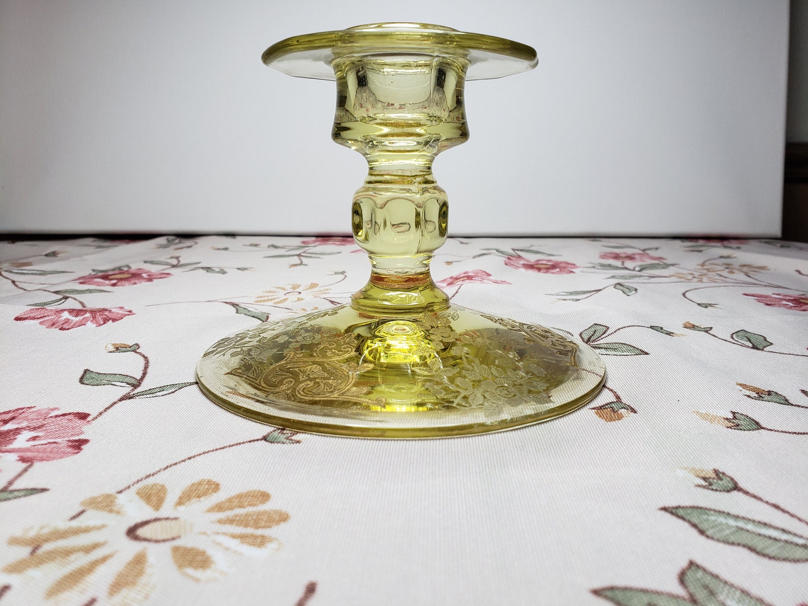 Vintage Vaseline Uranium Glass Cambridge Candlestick Holder - Etsy