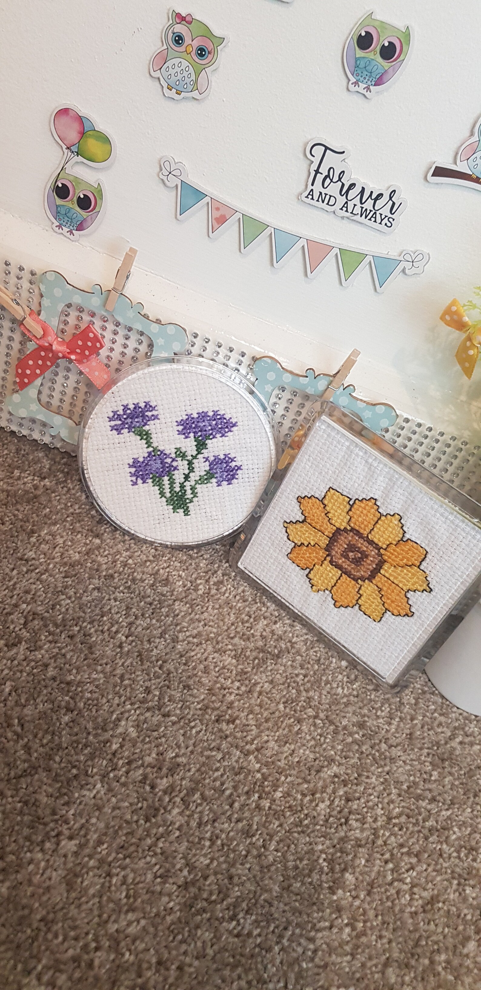 Cross Stitch Coasters Flowers Design - Etsy
