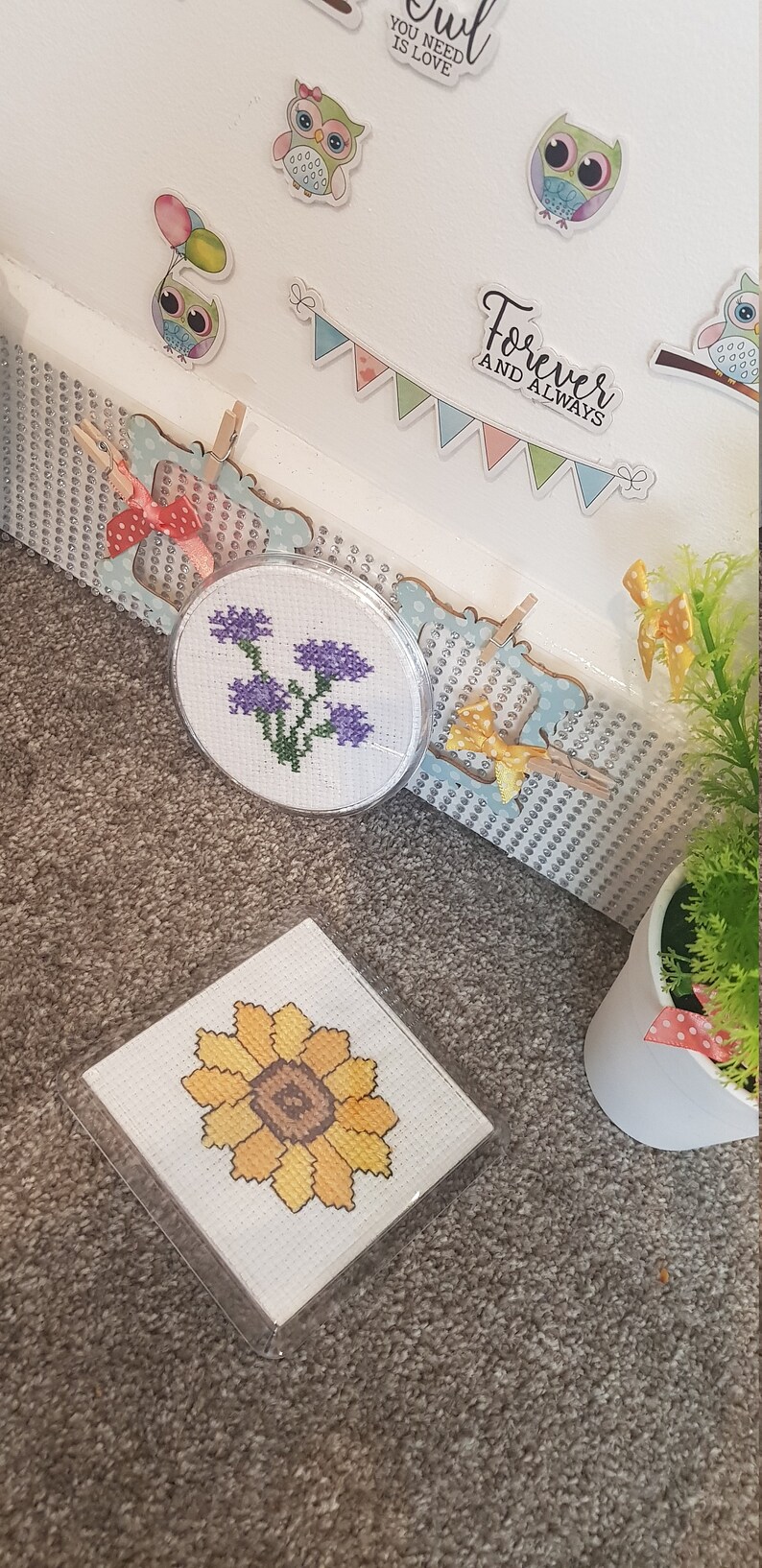 Cross Stitch Coasters Flowers Design - Etsy