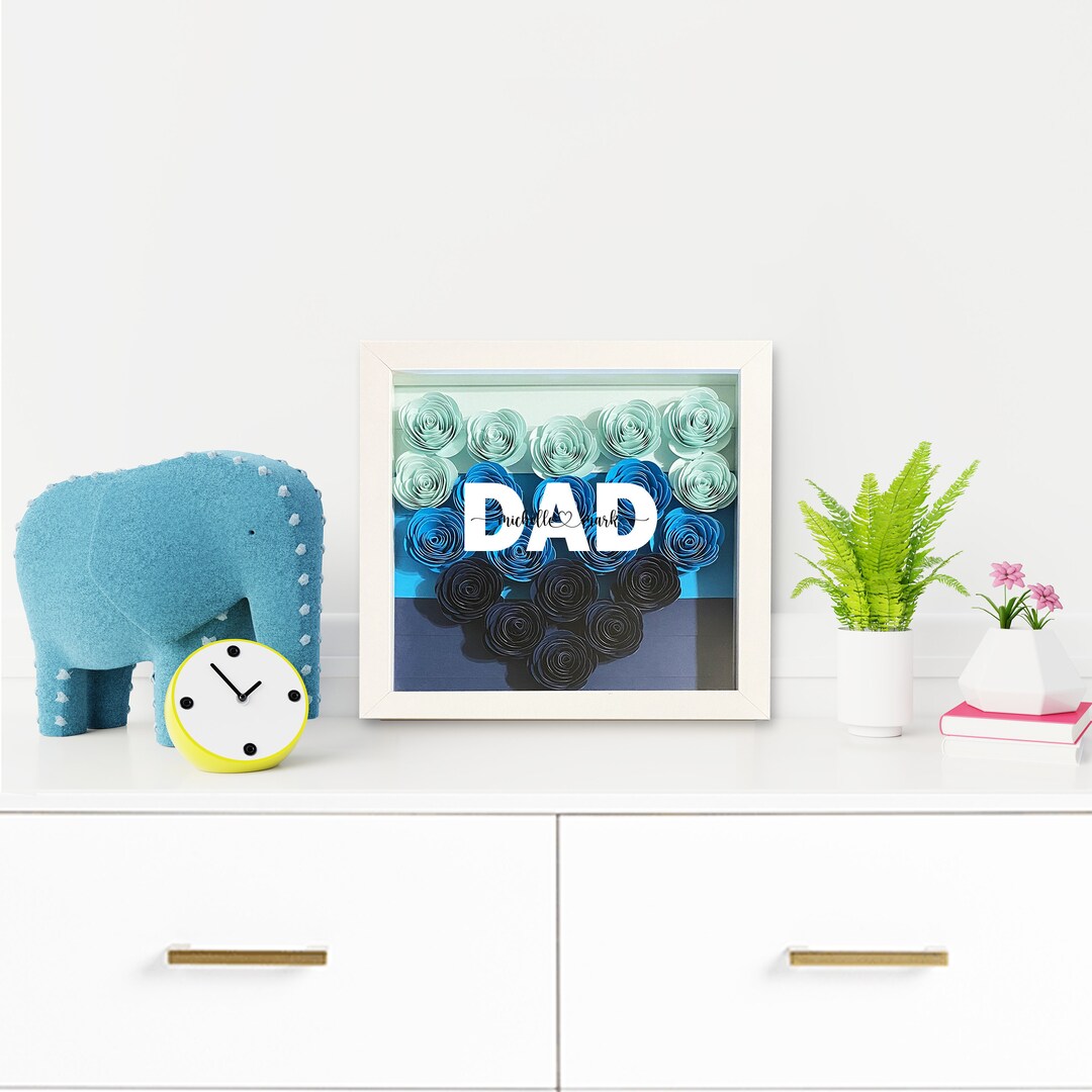 Custom Dad Paper Flower Shadow Box Display Case, Father's Day Gift ...