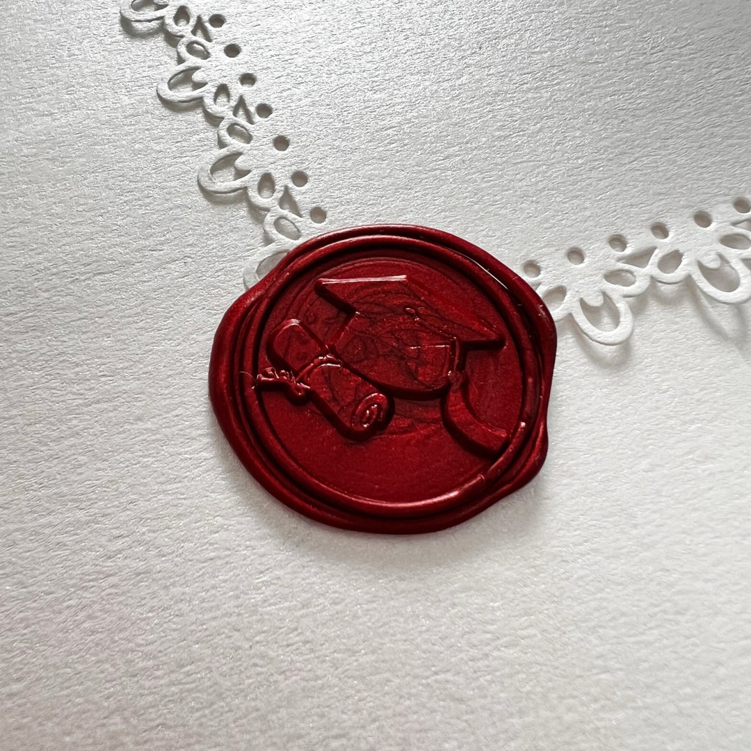 Red Graduation Cap and Diploma Wax Seal, Self Adhesive Wax Seal ...