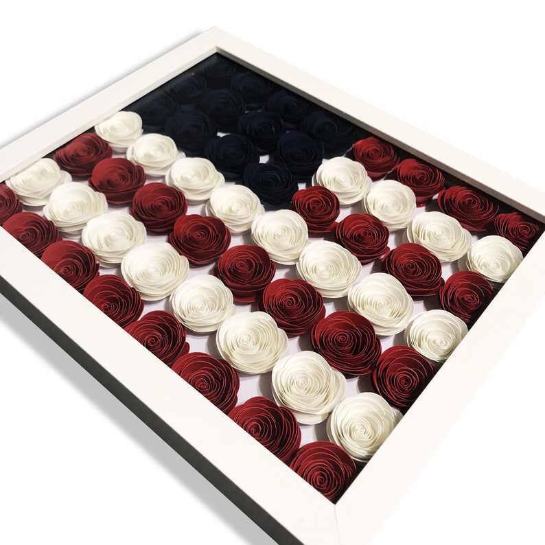 American Flag Shadow Box Paper Flower Custom Shadow Box - Etsy