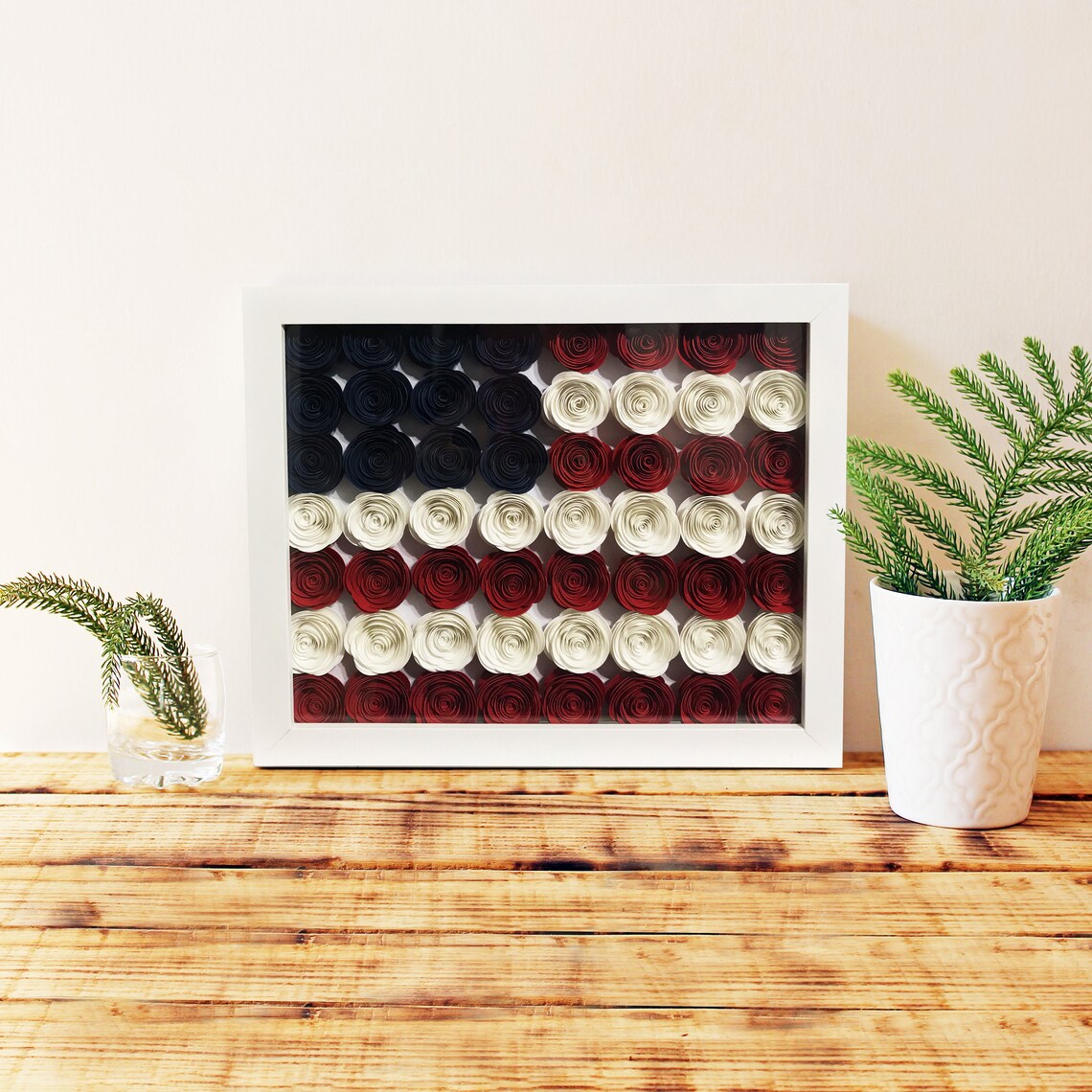 American Flag Shadow Box Paper Flower Custom Shadow Box - Etsy