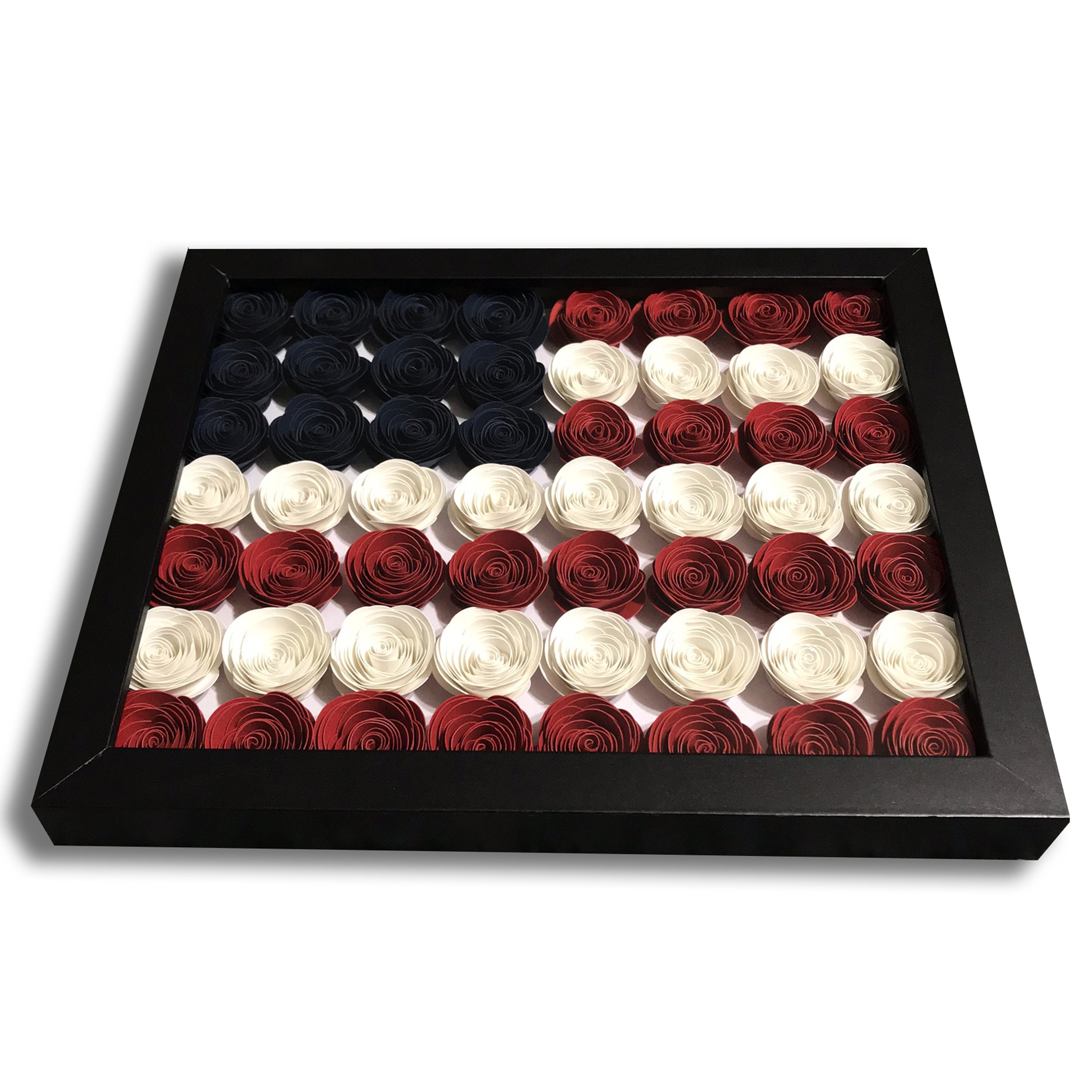 American Flag Shadow Box Paper Flower Custom Shadow Box - Etsy España