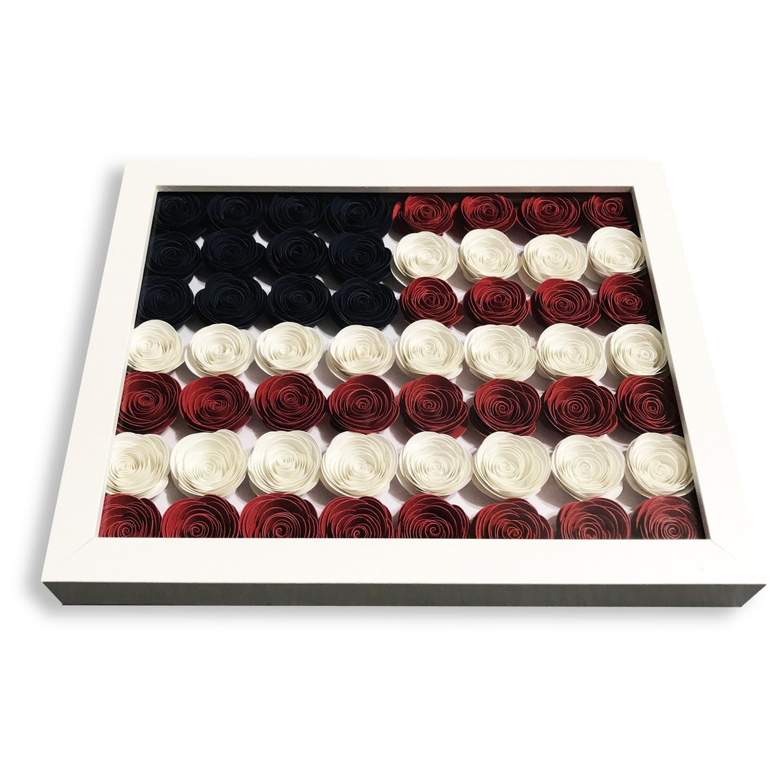American Flag Shadow Box Paper Flower Custom Shadow Box - Etsy