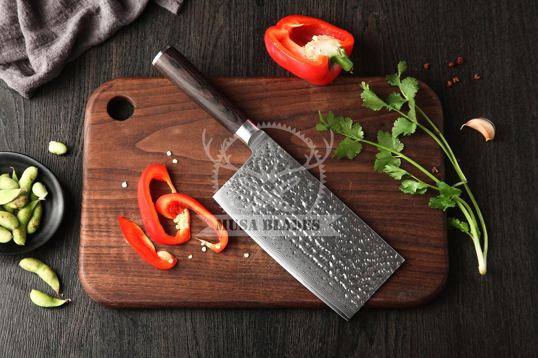 Damascus Steel 60 HRC Chef Cleaver Kitchen Knife Serbian - Etsy