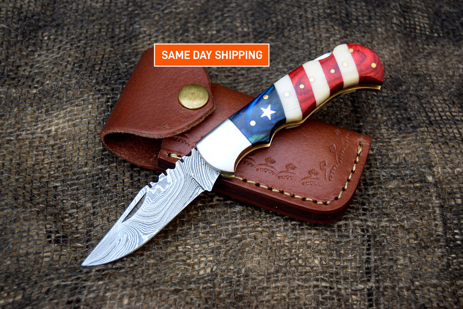 Pocket Knife With USA Flag Handle Patriotic Veteran Style - Etsy
