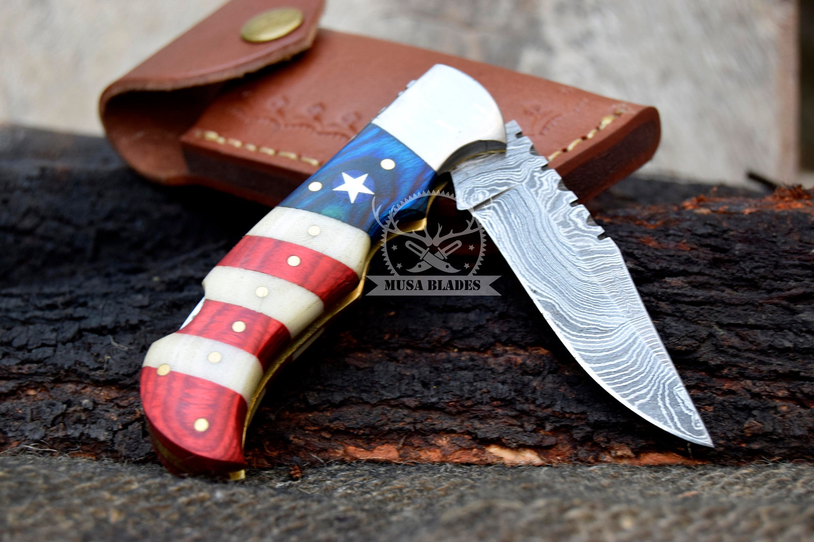 Pocket Knife With USA Flag Handle Patriotic Veteran Style - Etsy