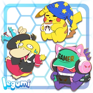 Pokémon Daily Life - Enamel Pin Set 1 Pikachu Gengar Pysduck - Etsy