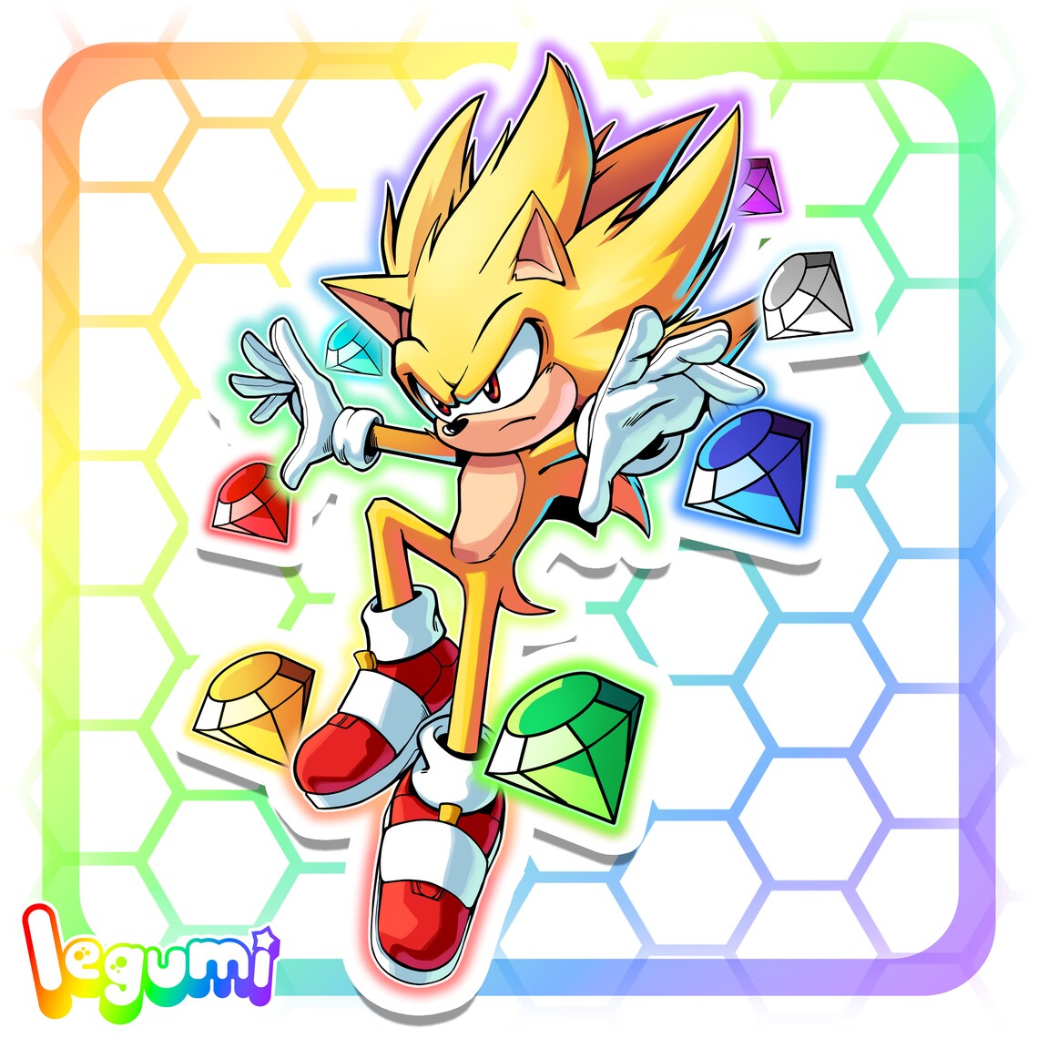 Sonic Movie Sticker Set - Sonic Shadow Knuckles Tails and Super Sonic ...