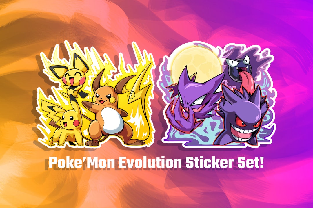 Pikachu and Gengar Pokémon Evolution Sticker Set - Etsy